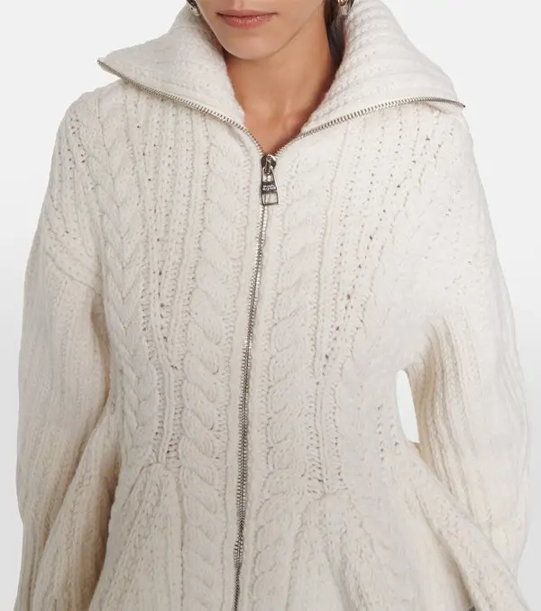 Alexander McQueen Peplum Wool-blend Cardigan