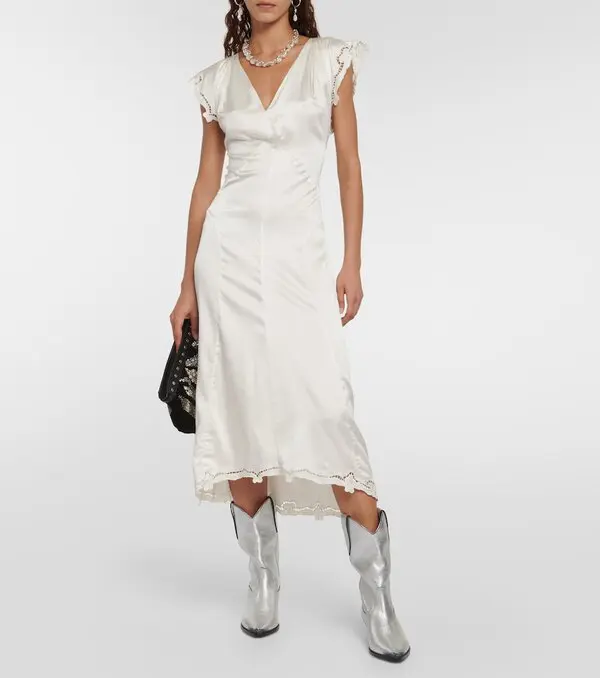 Isabel Marant Étoile Duerto Metallic Leather Cowboy Boots - Silver