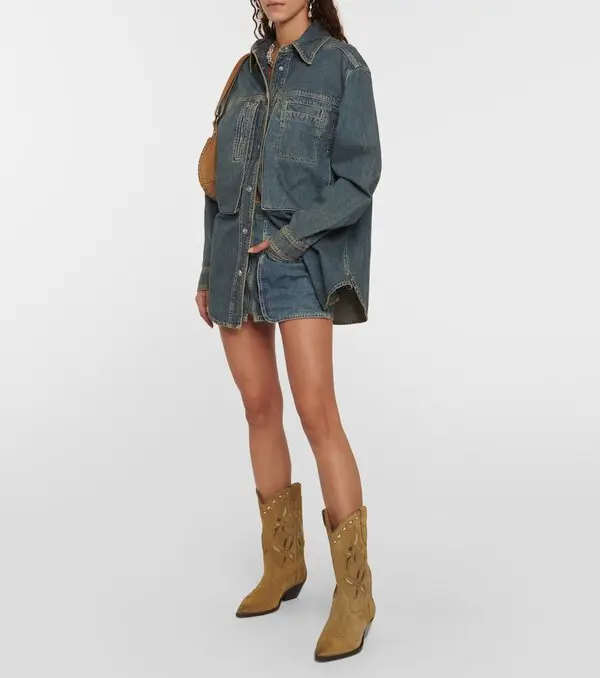 Isabel Marant Étoile Duerto Suede Cowboy Boots - Beige