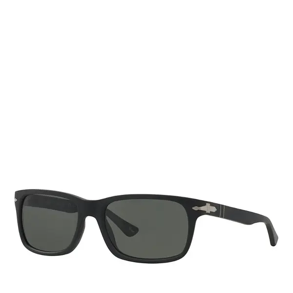 Persol Polarized Rectangle Sunglasses - Black/gray Polarized Solid