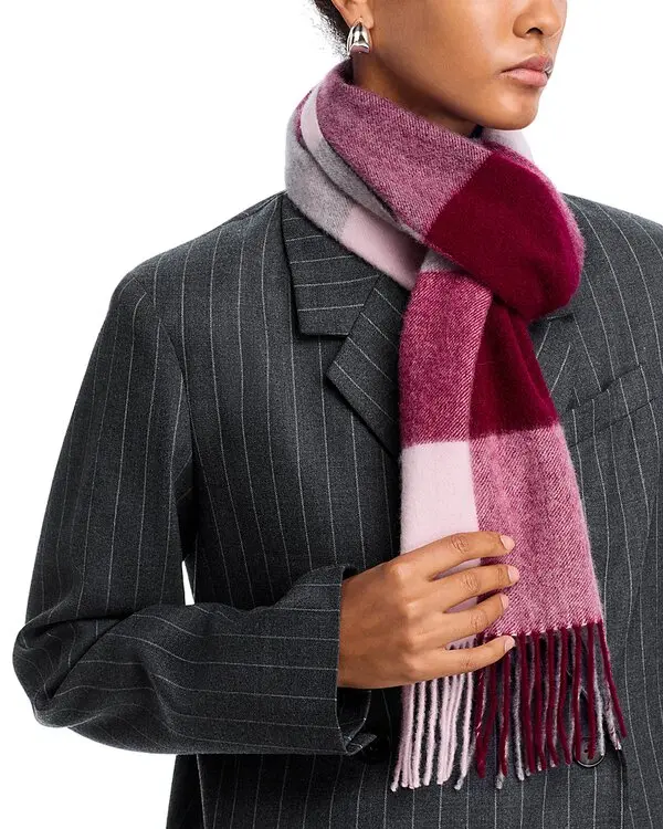 Bloomingdale'S Check Cashmere Scarf Exclusive - Rose