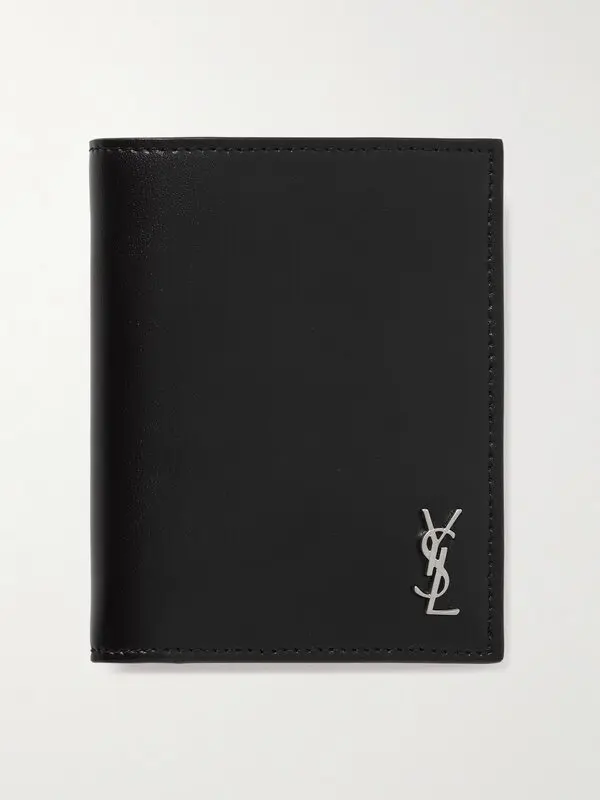 Saint Laurent Cassandre Logo-embossed Leather Billfold Wallet - Black