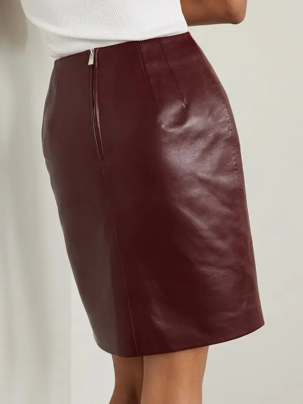 Versace Icons Leather Mini Skirt - Burgundy