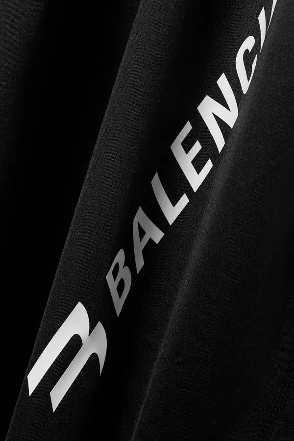 Balenciaga Printed Open-back Stretch-jersey Turtleneck Gown