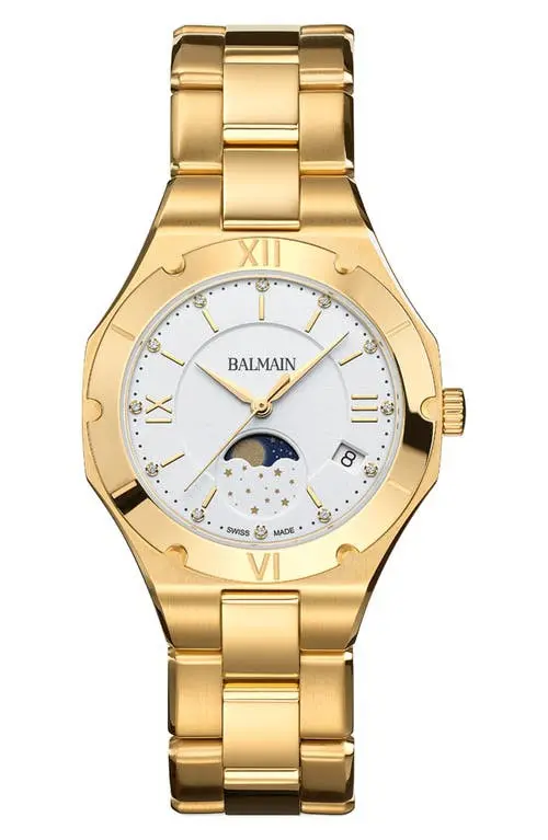 BALMAIN WATCHES Diamond Moon Phase Bracelet Watch - Yellow Gold Pvd Coating