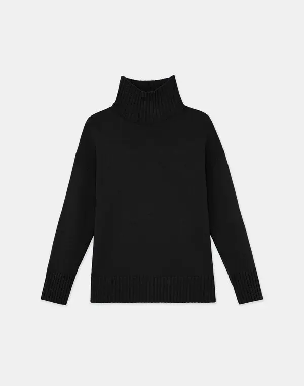 Lafayette 148 New York Cashmere Long Sleeve Turtleneck Sweater - Black