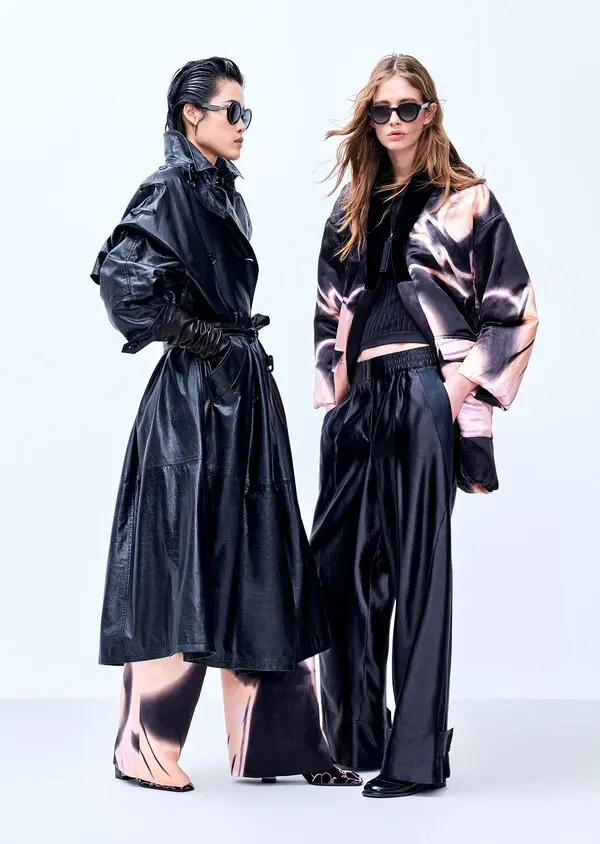 Giorgio Armani Double-Breasted Nappa Leather Oversized Trench Coat