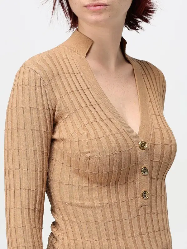 Elisabetta Franchi Ribbed Knit Polo Sweater