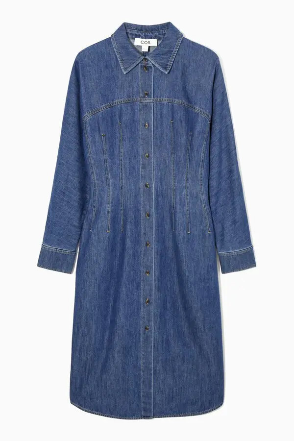 cos oversized dress OVERSIZED MIDI SHIRT DRESS - WHITE