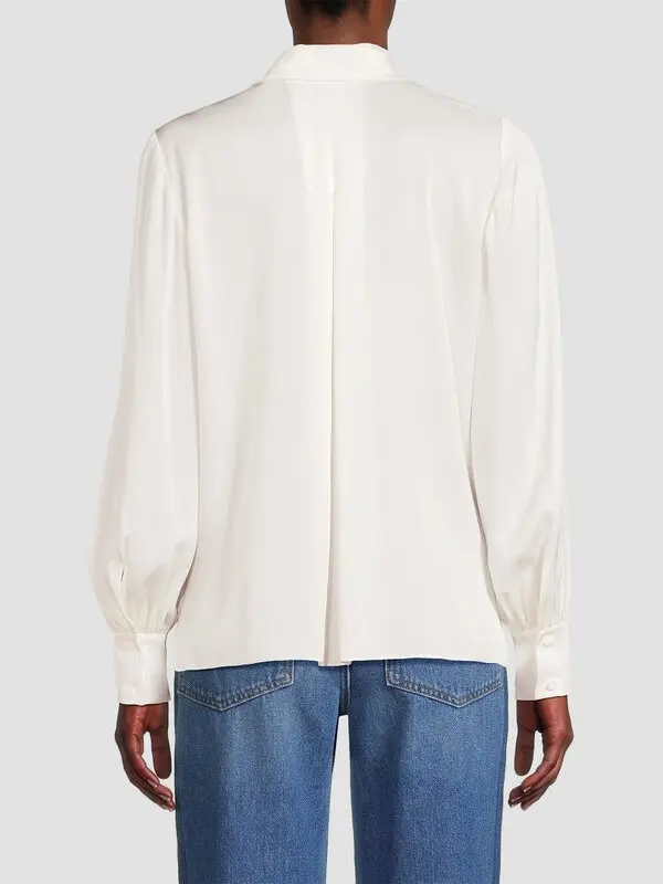 UNGARO Ella Silk-blend Tie-neck Blouse - Ivory