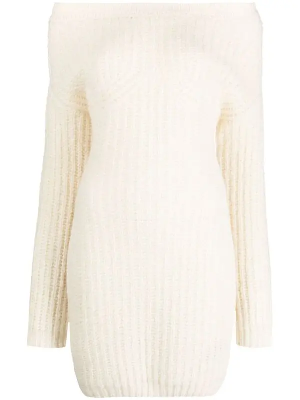 Dsquared2 Off-shoulder Knitted Minidress - White