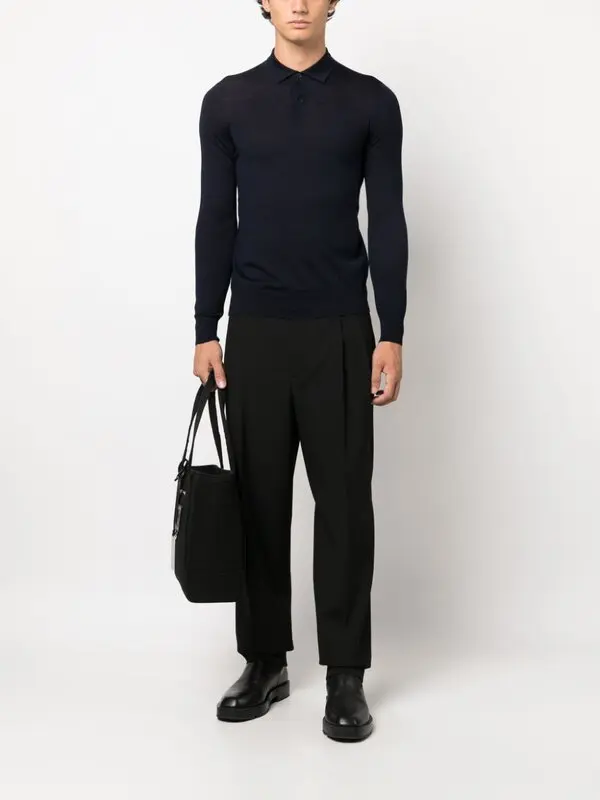 BALLANTYNE Jersey-wool Long-sleeved Polo Shirt