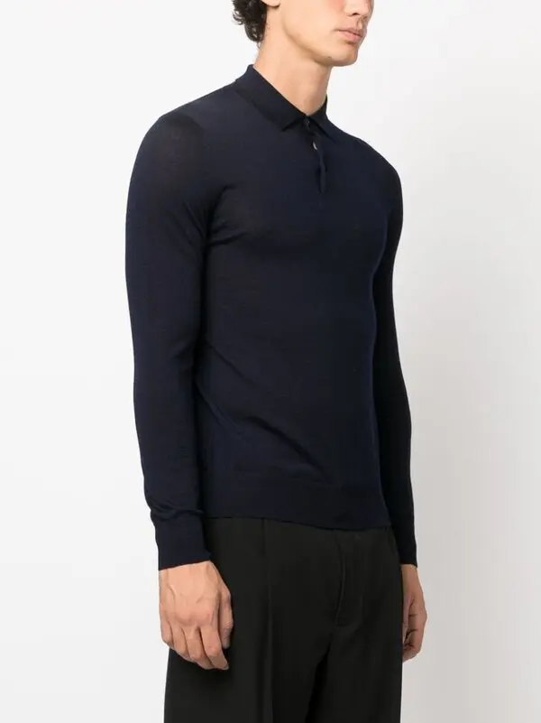BALLANTYNE Jersey-wool Long-sleeved Polo Shirt