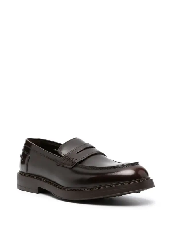 DOUCAL'S Round-toe Leather Loafers - Brown