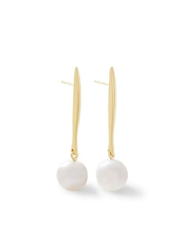 Monica Vinader Nura Pearl Drop Earrings - Gold