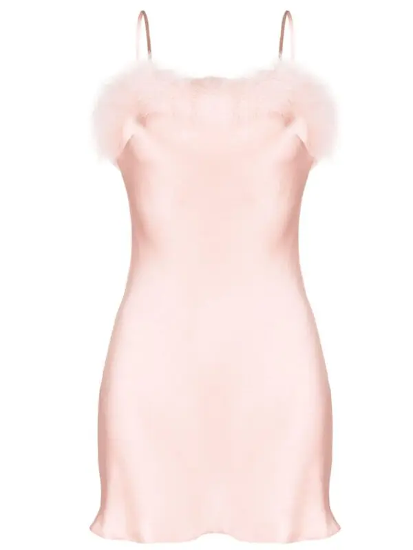 GILDA & PEARL Bibi Feather-trim Silk Slip Minidress