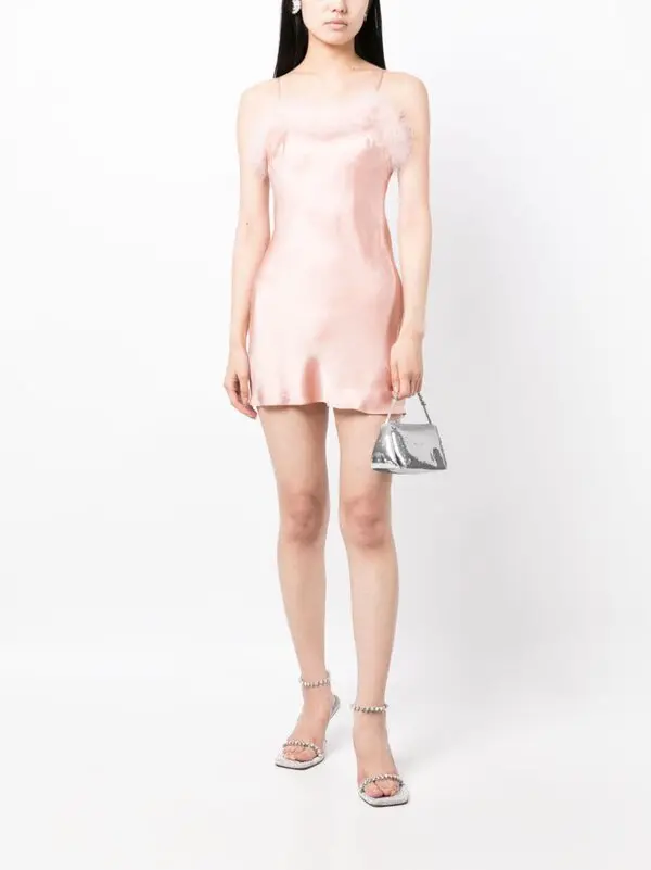 GILDA & PEARL Bibi Feather-trim Silk Slip Minidress
