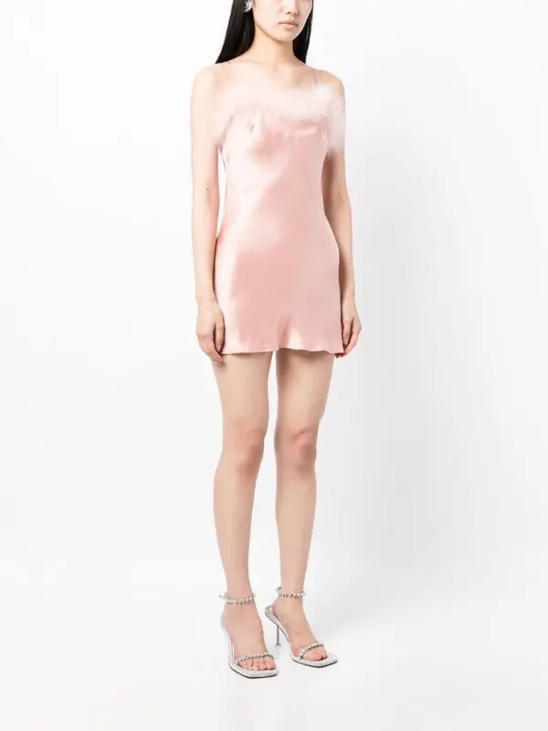 GILDA & PEARL Bibi Feather-trim Silk Slip Minidress