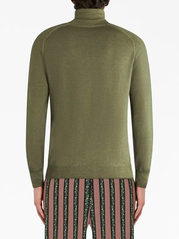 Etro Pegaso-embroidered Roll-neck Jumper - Green