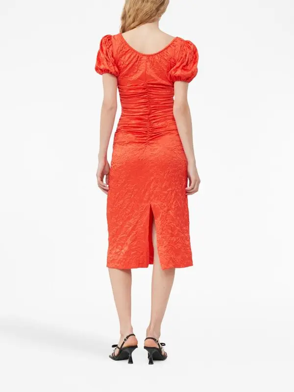 GANNI Ruched Midi Dress