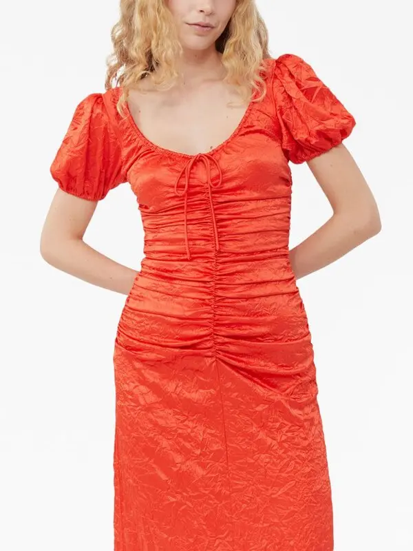 GANNI Ruched Midi Dress
