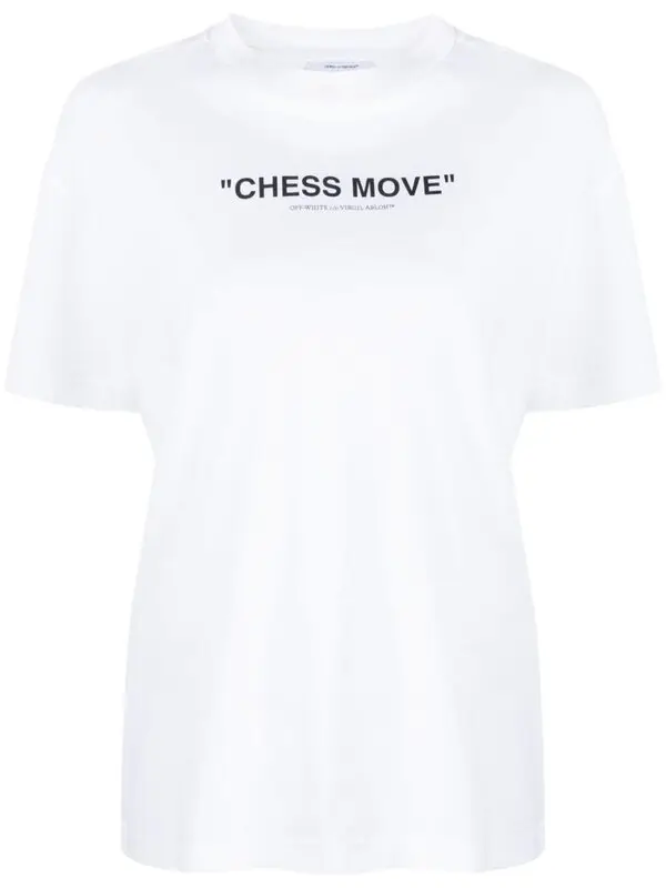 Off-White Cotton T-shirt With Slogan Print