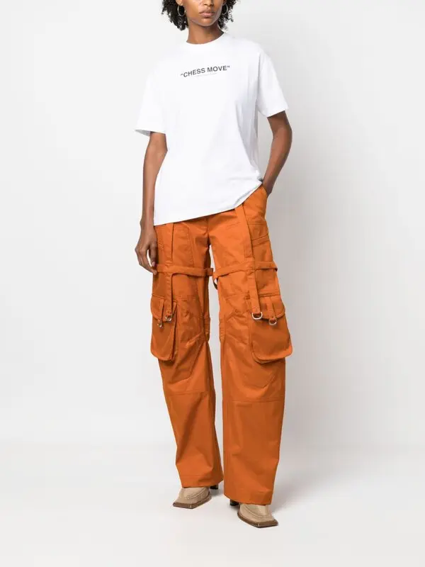 Off-White Cotton T-shirt With Slogan Print