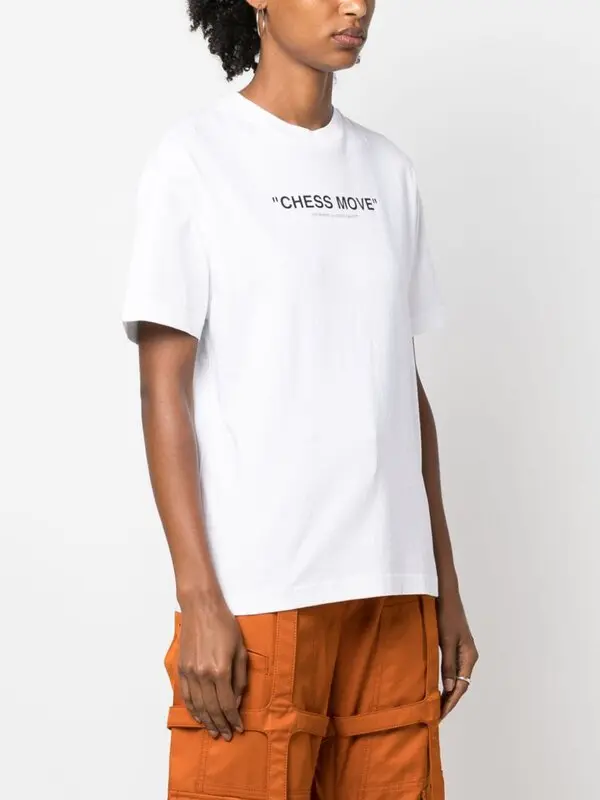 Off-White Cotton T-shirt With Slogan Print
