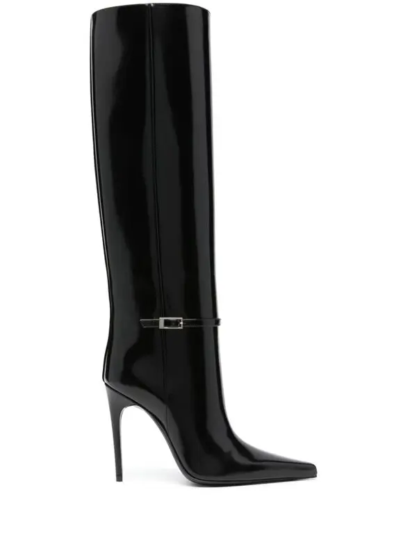 Saint Laurent Vendome 110mm Buckled High Heel Boots - Black