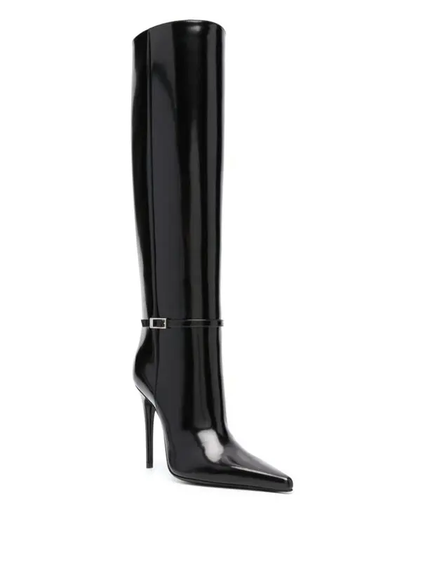 Saint Laurent Vendome 110mm Buckled High Heel Boots - Black