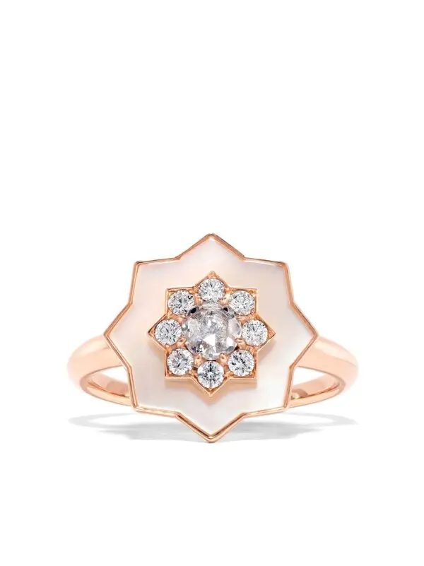 DAVID MORRIS 18kt Rose Gold Astra Diamond And Mother-of-pearl Ring - Pink