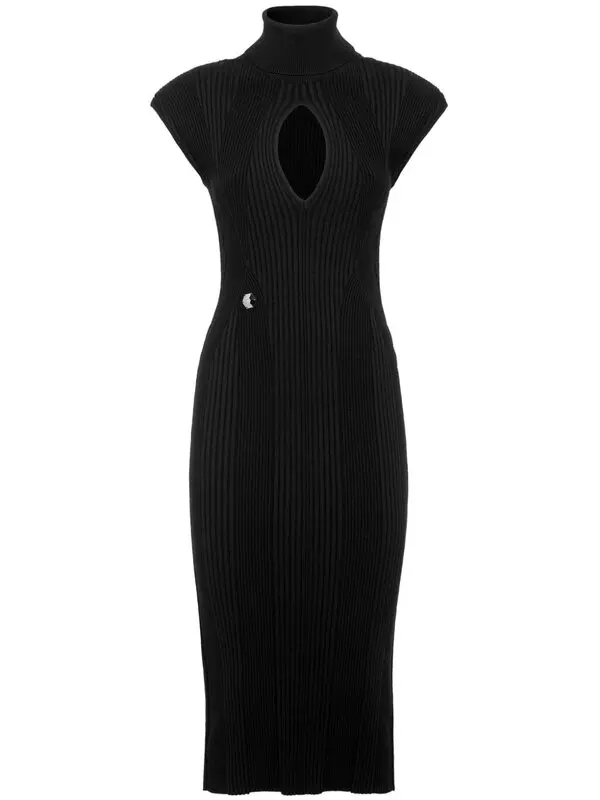 Philipp Plein Shoulder-pads Ribbed Midi Dress