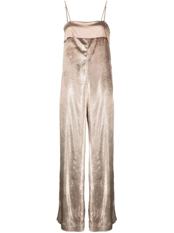 Peserico Sleeveless Crushed-velvet Jumpsuit - Brown