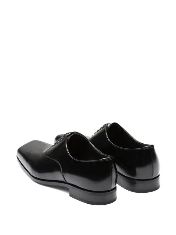 Prada Square-Toe Leather Oxford Shoes - Black | Editorialist