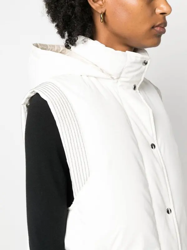 Peserico Padded Down Gilet With Beaded Trim