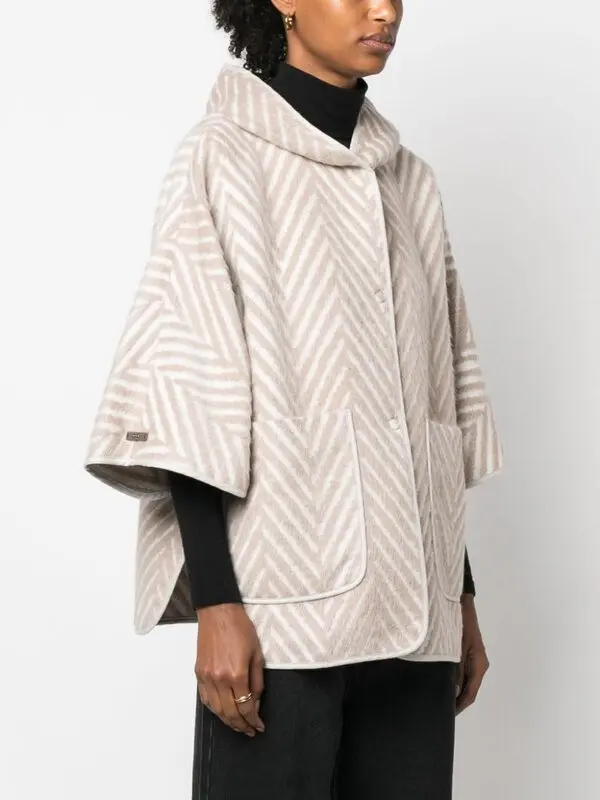 Peserico Herringbone Hooded Cape