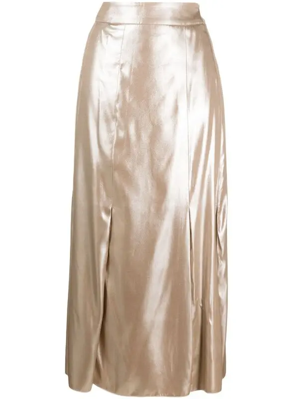 Peserico Laminated Twill Midi Skirt - Neutrals