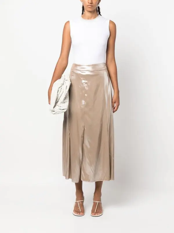 Peserico Laminated Twill Midi Skirt - Neutrals