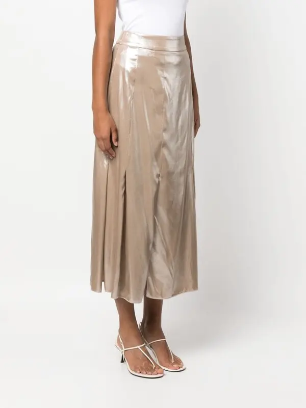 Peserico Laminated Twill Midi Skirt - Neutrals
