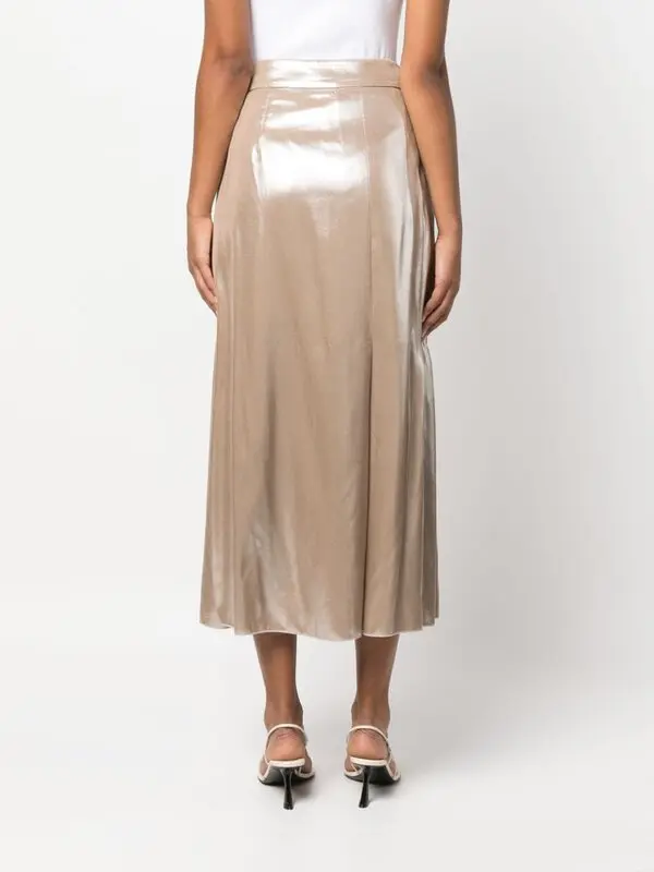 Peserico Laminated Twill Midi Skirt - Neutrals