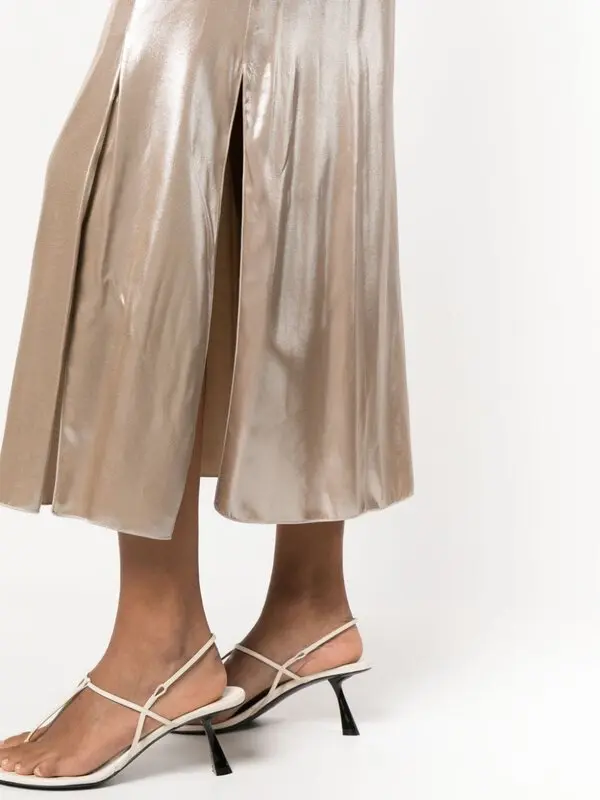 Peserico Laminated Twill Midi Skirt - Neutrals
