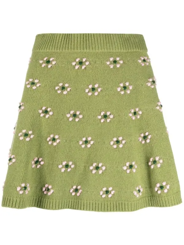Kenzo Floral-motif Wool Skirt
