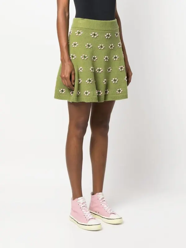 Kenzo Floral-motif Wool Skirt