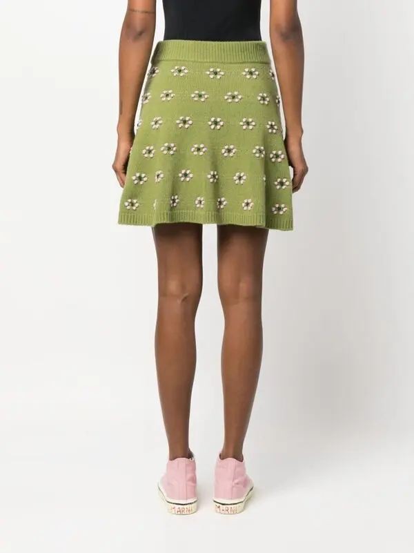 Kenzo Floral-motif Wool Skirt