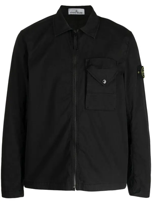 Stone Island Compass-patch Zip-up Overshirt
