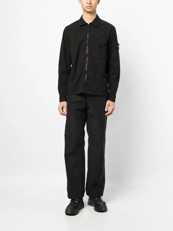 Stone Island Compass-patch Zip-up Overshirt