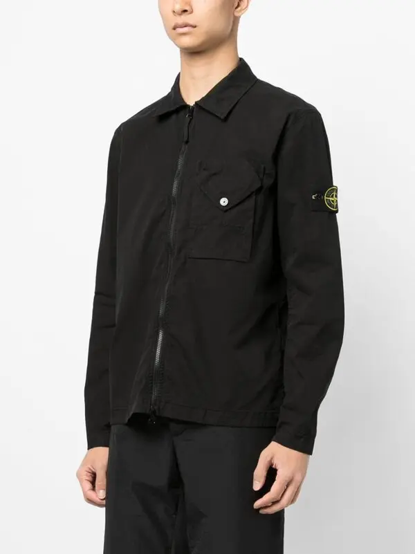 Stone Island Compass-patch Zip-up Overshirt