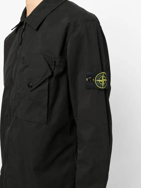 Stone Island Compass-patch Zip-up Overshirt