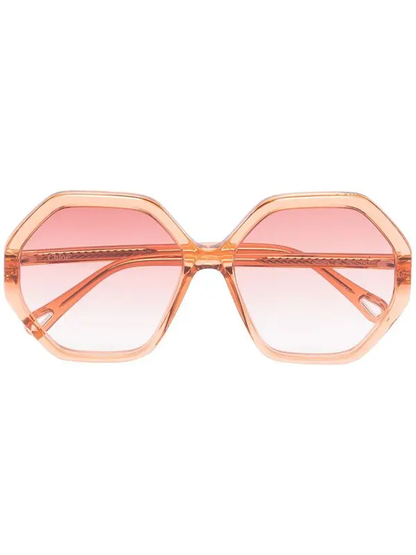 Chloé Esther Hexagonal-frame Sunglasses - Orange