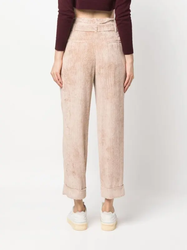 Peserico Paperbag Belted-waist Corduroy Trousers - Brown